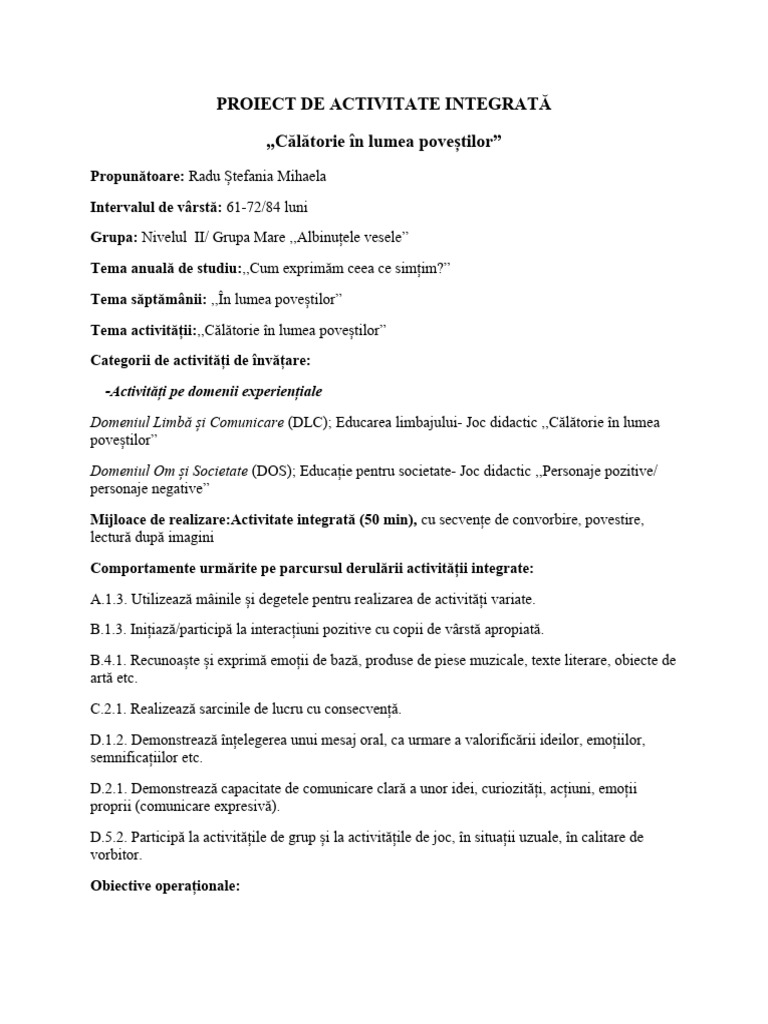 59 Proiect de Activitate | PDF