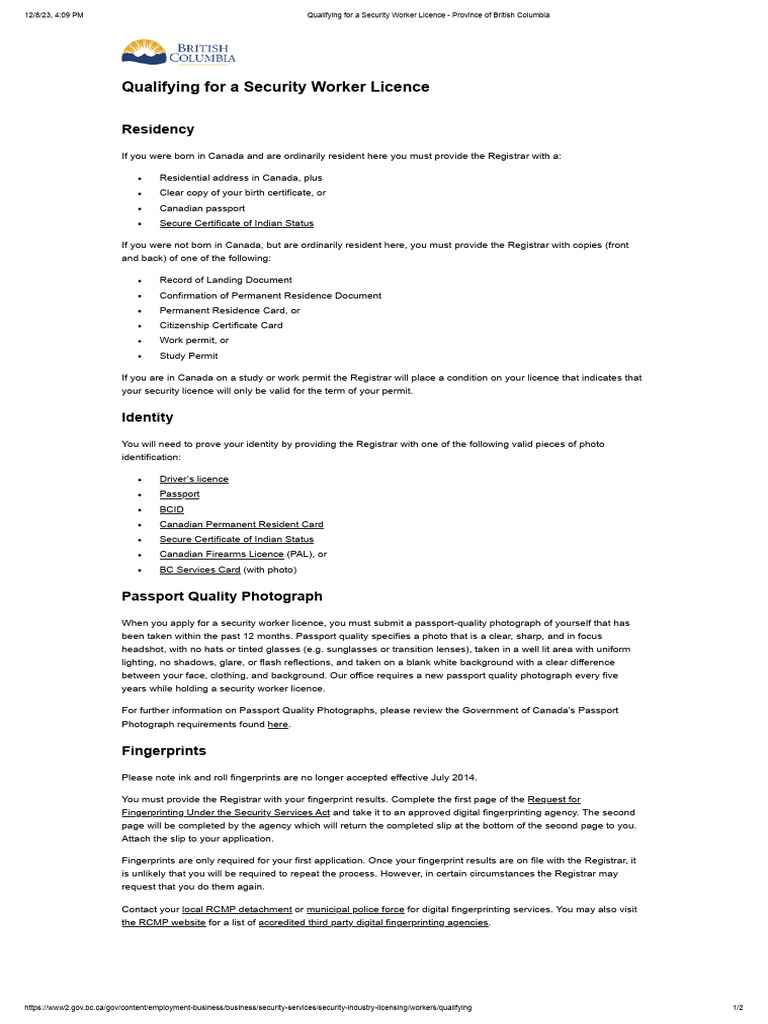 Qualifying For A Security Worker Licence - Province of British Columbia ...