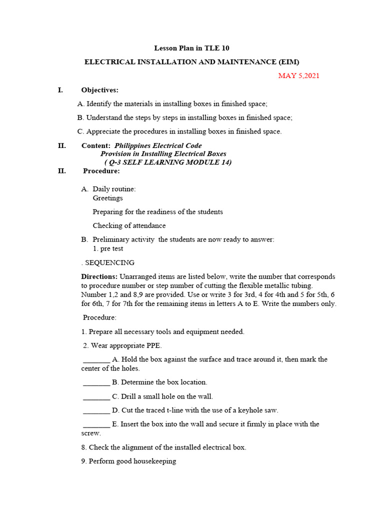 Lesson Plan in TLE 10 Q 3 COT 2 | PDF