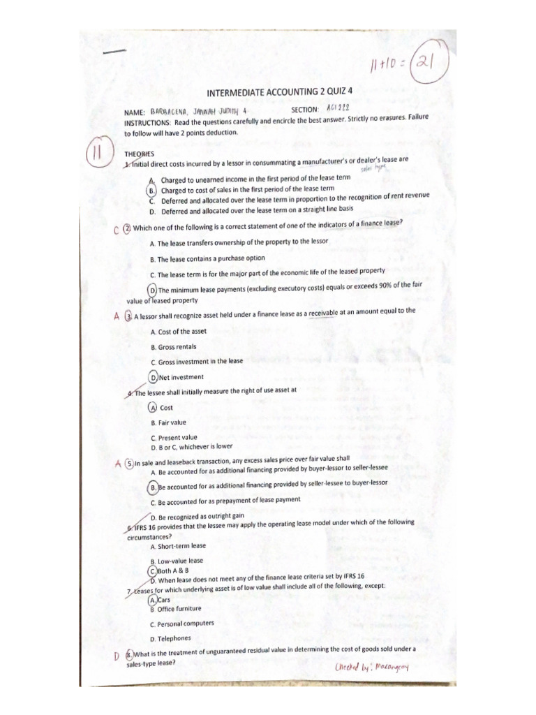 Intermediate Accounting 2 Quiz 4 | PDF