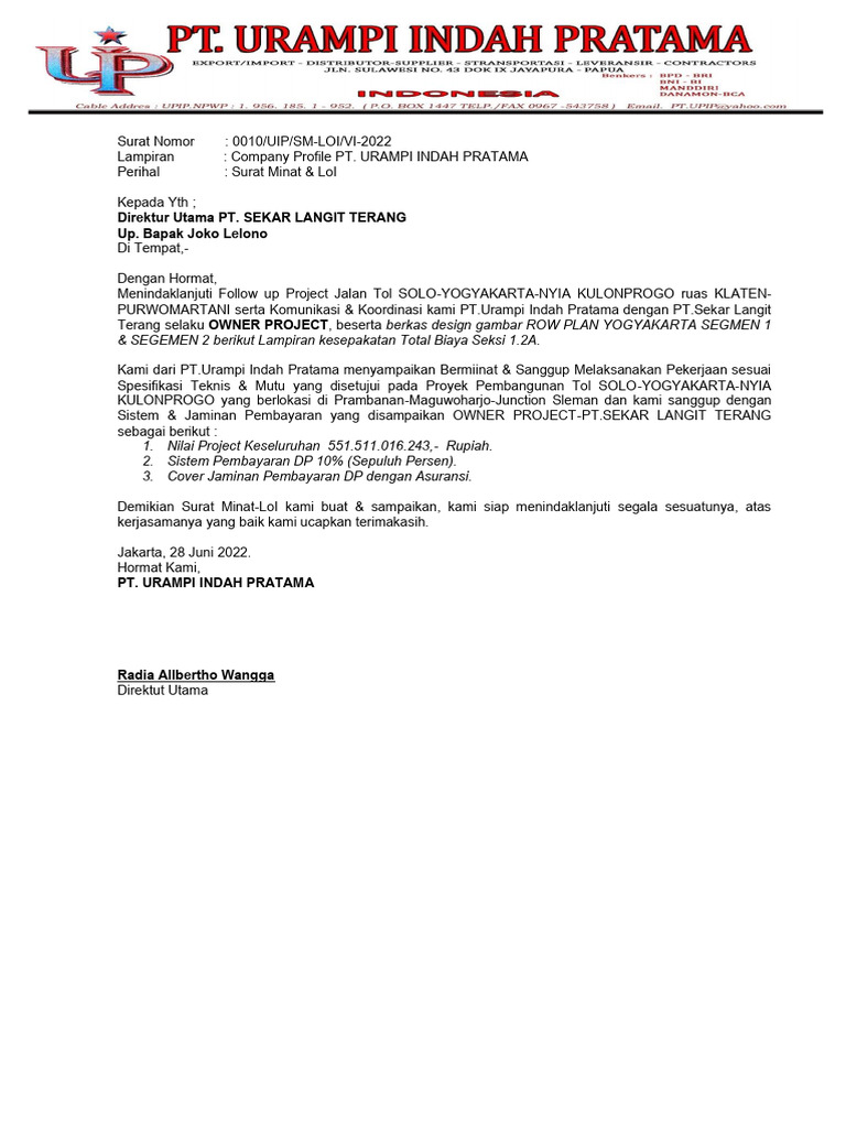 Kop Surat PT Urampi | PDF