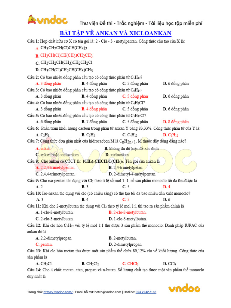 Bai Tap Ve Ankan Va Xicloankan | PDF