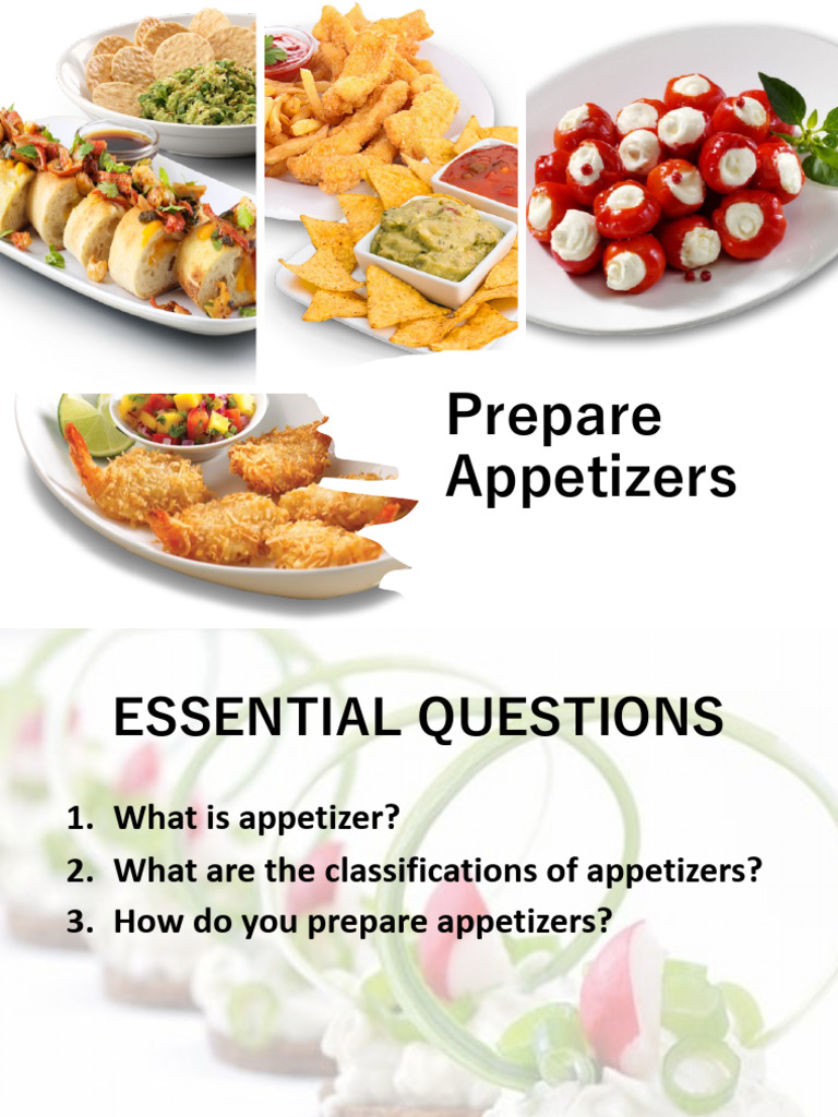 Preparing Appetizers Lesson 2 and 3 | PDF