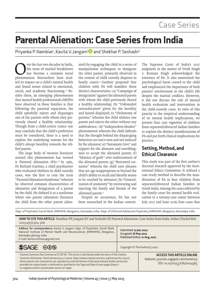 Parental Alienation Case Series From India | PDF | Self-Improvement ...