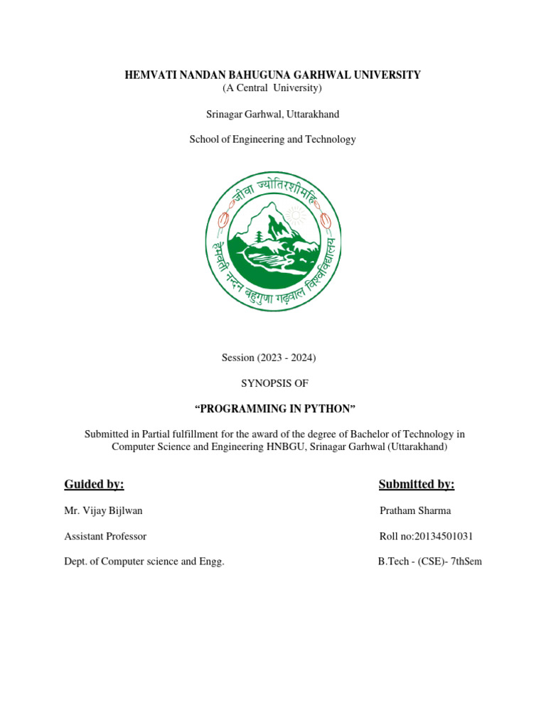 Synopsis of Industrial Training | PDF