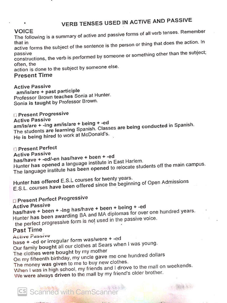 2. Verb tenses used in active and passive forms | PDF