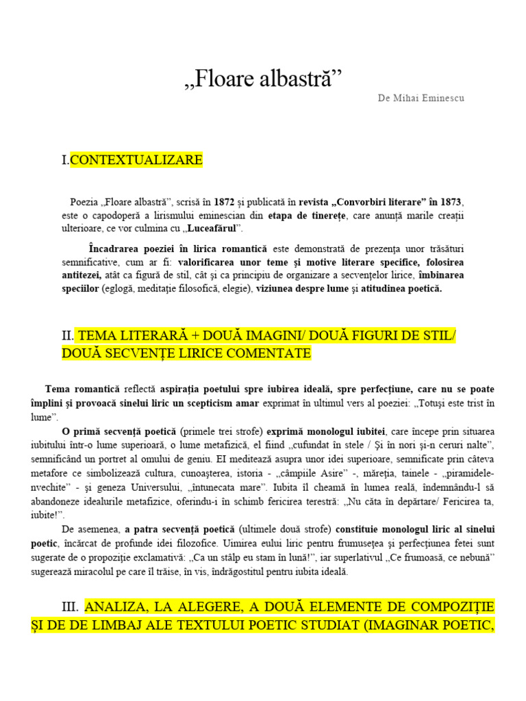 ..Floare Albastra''-Eseu | PDF