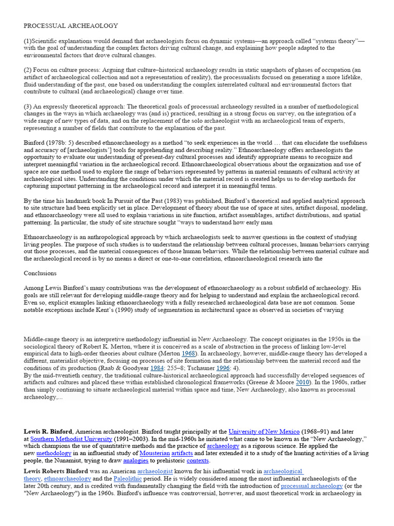 Processual Archaeology | PDF