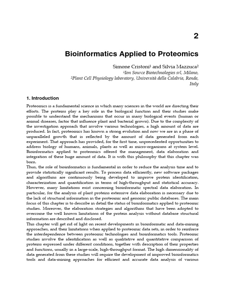 Bioinformatics in Proteomics Analysis | PDF | Self-Improvement | Wellness