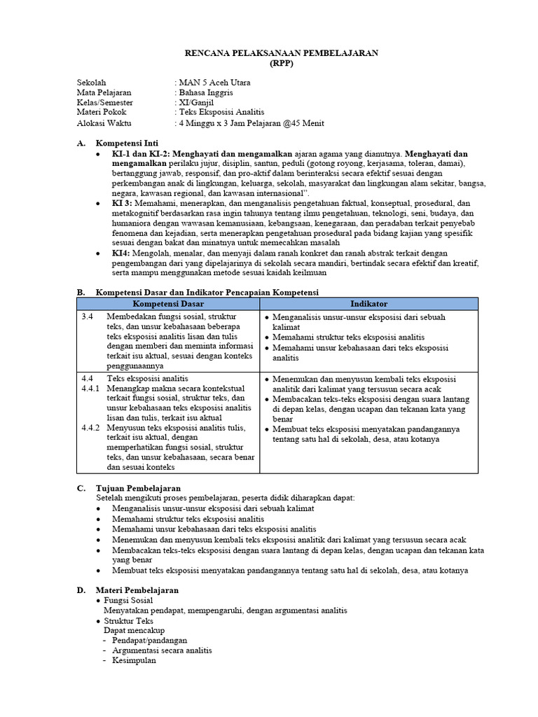 RPP 4 | PDF | Sains & Matematika