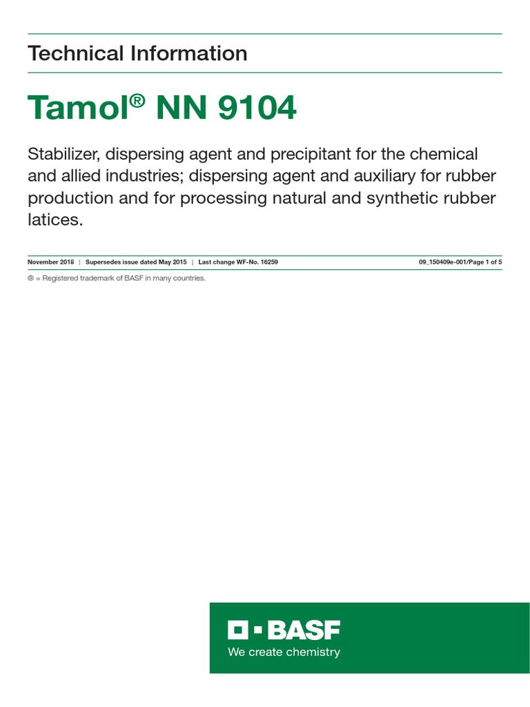 TDS Tamol NN 9104 | PDF | Salt | Water