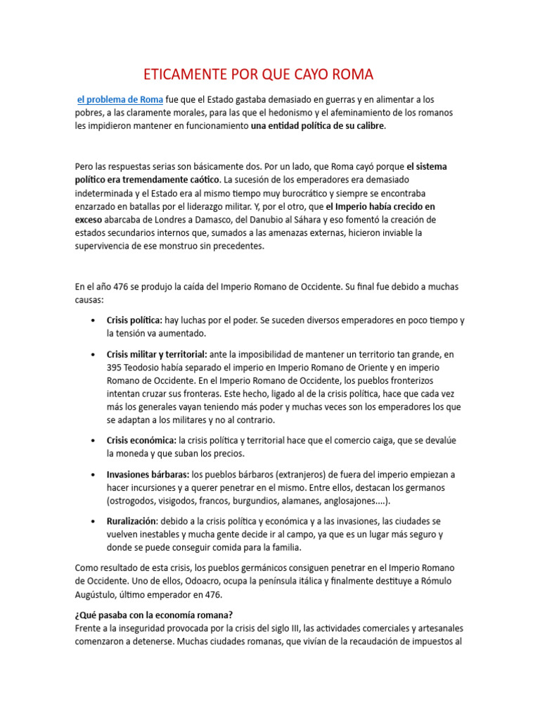 Eticamente Por Que Cayo Roma | PDF