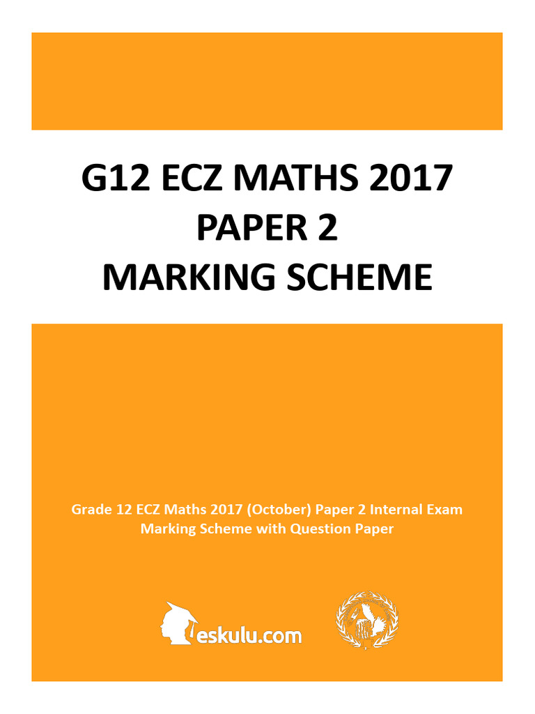 G12 Maths Paper 2 2017 Marking Scheme | PDF