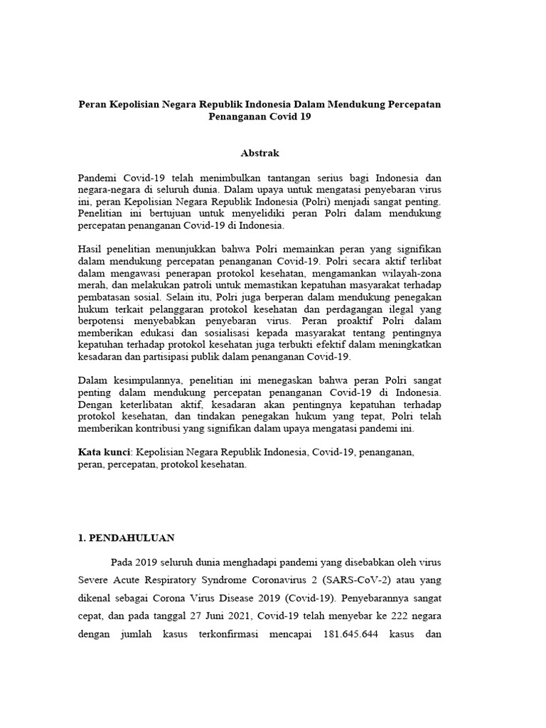 Peran Polri dalam Penanganan Covid-19 | PDF | Ilmu Sosial