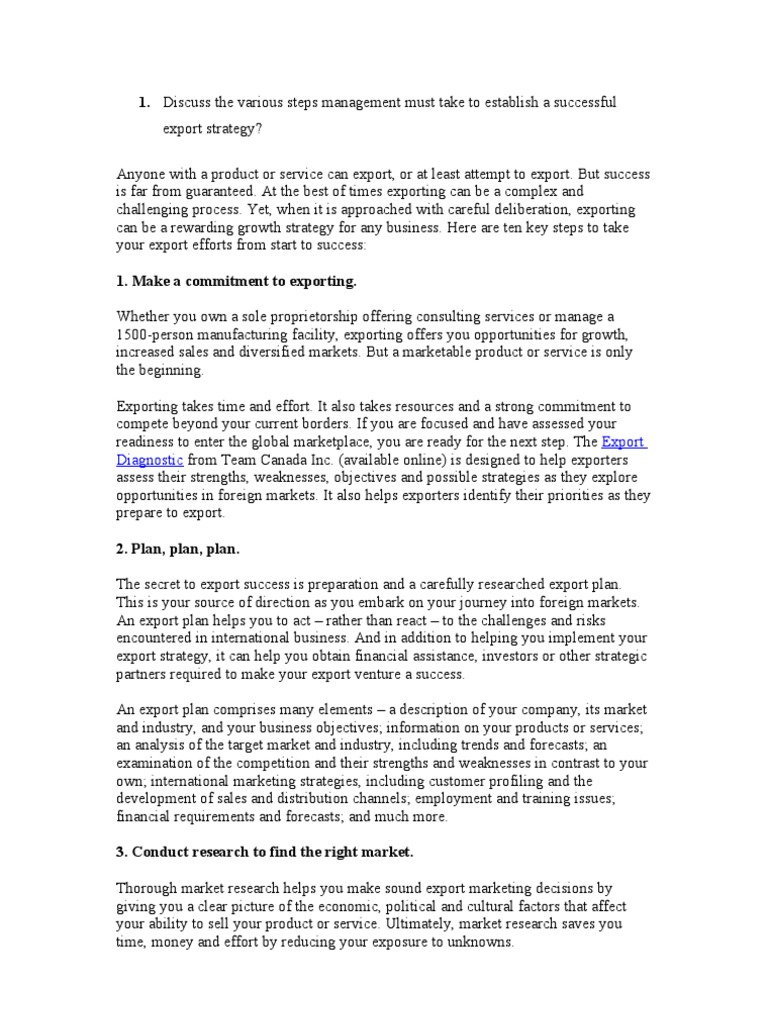 Steps for Successful Exporting | PDF | Exports | Strategic Management