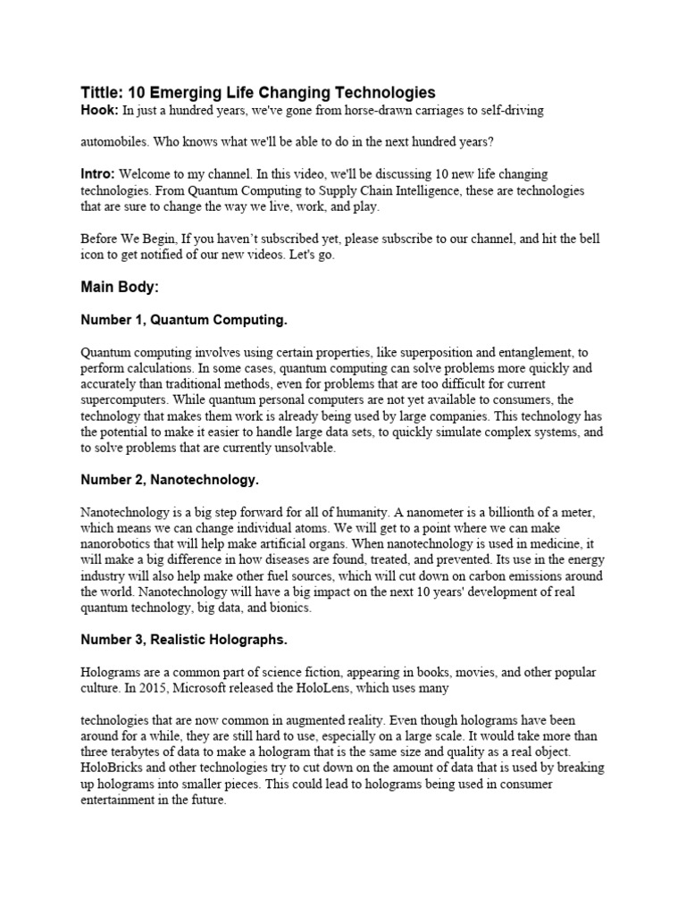 10 Emerging Life Changing Technologies | PDF | Machine Learning | Graphene