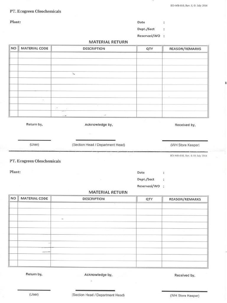 Material Return | PDF