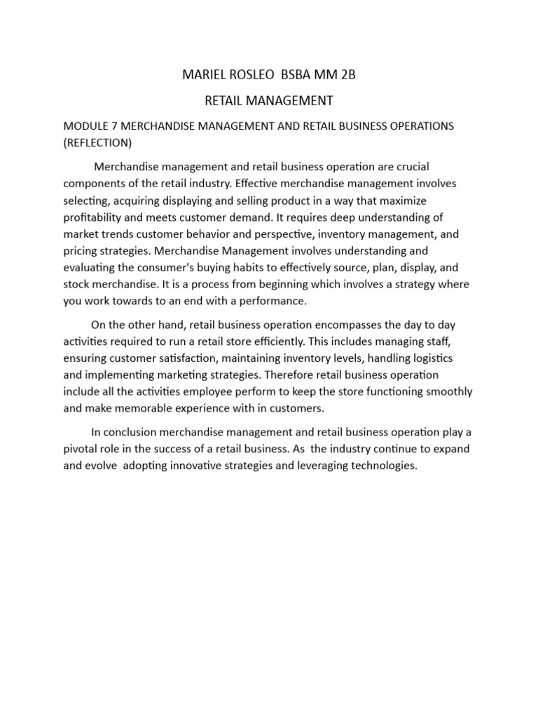 Reflection | PDF | Retail | Marketing