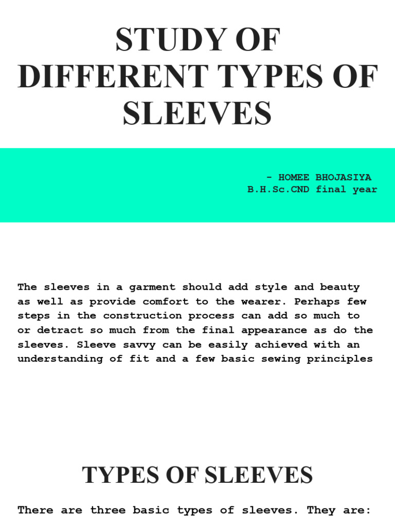 Study of Different Types of Sleeves | PDF