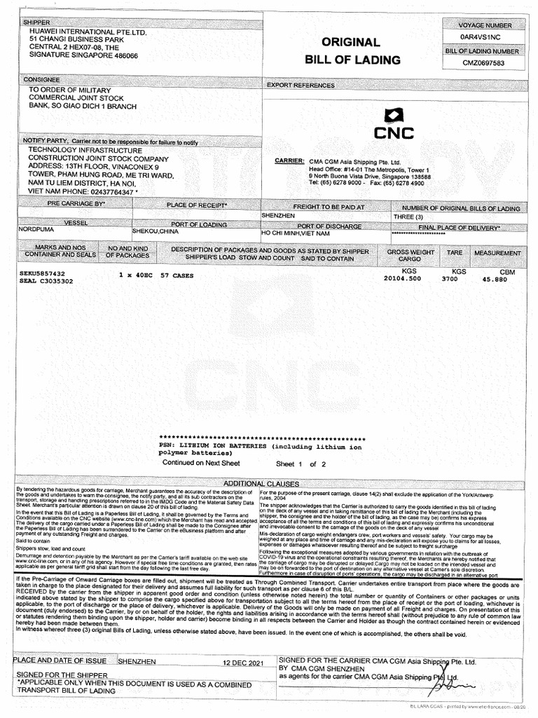 Final BL CMZ0697583 | PDF