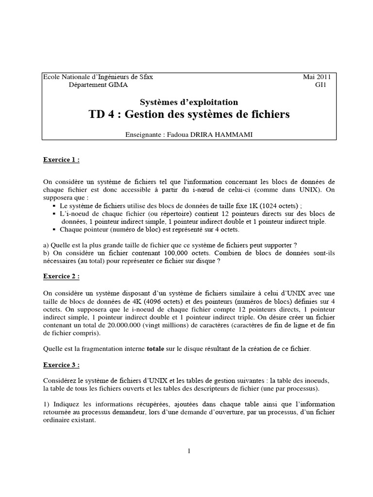 Exercice SE Serie4 SGF | PDF