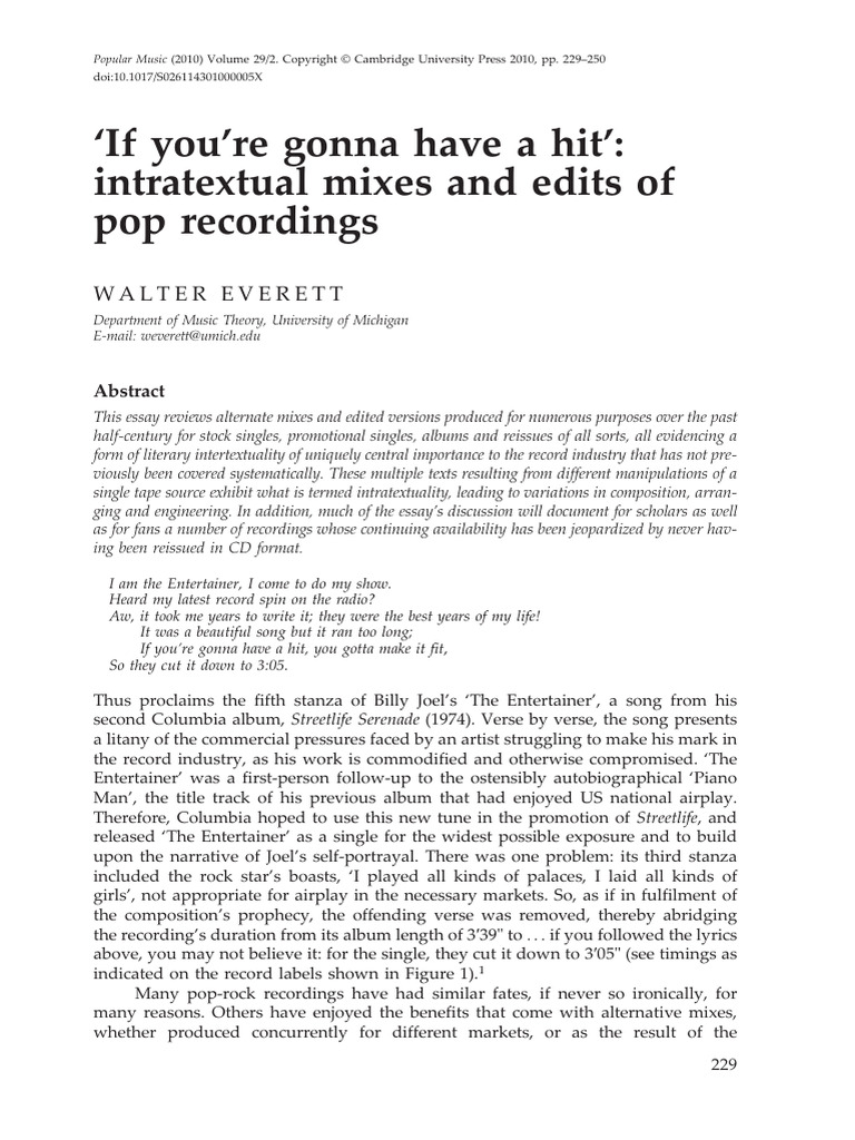 If Youre Gonna Have A Hit Intratextual M | PDF