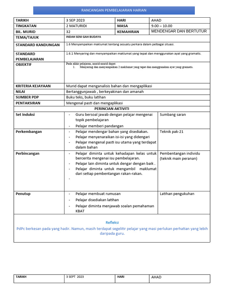 RPH BM Contoh | PDF