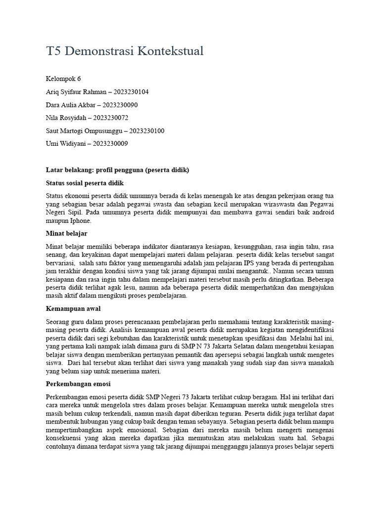DT T5 Demonstrasi Kontekstual Kelompok 6 | PDF