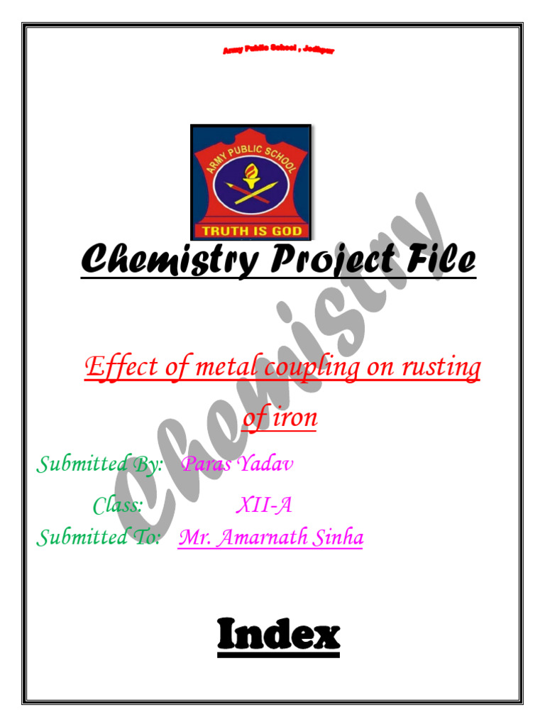Chemistry Project File Effect of Metal C | PDF