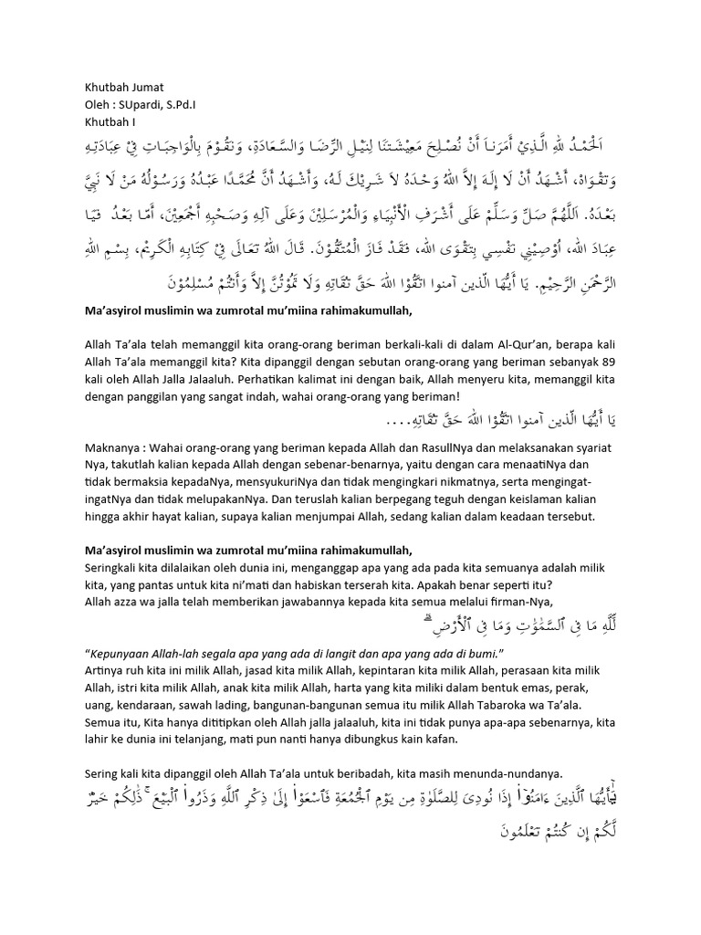 Khutbah Jumat 15 Desember | PDF