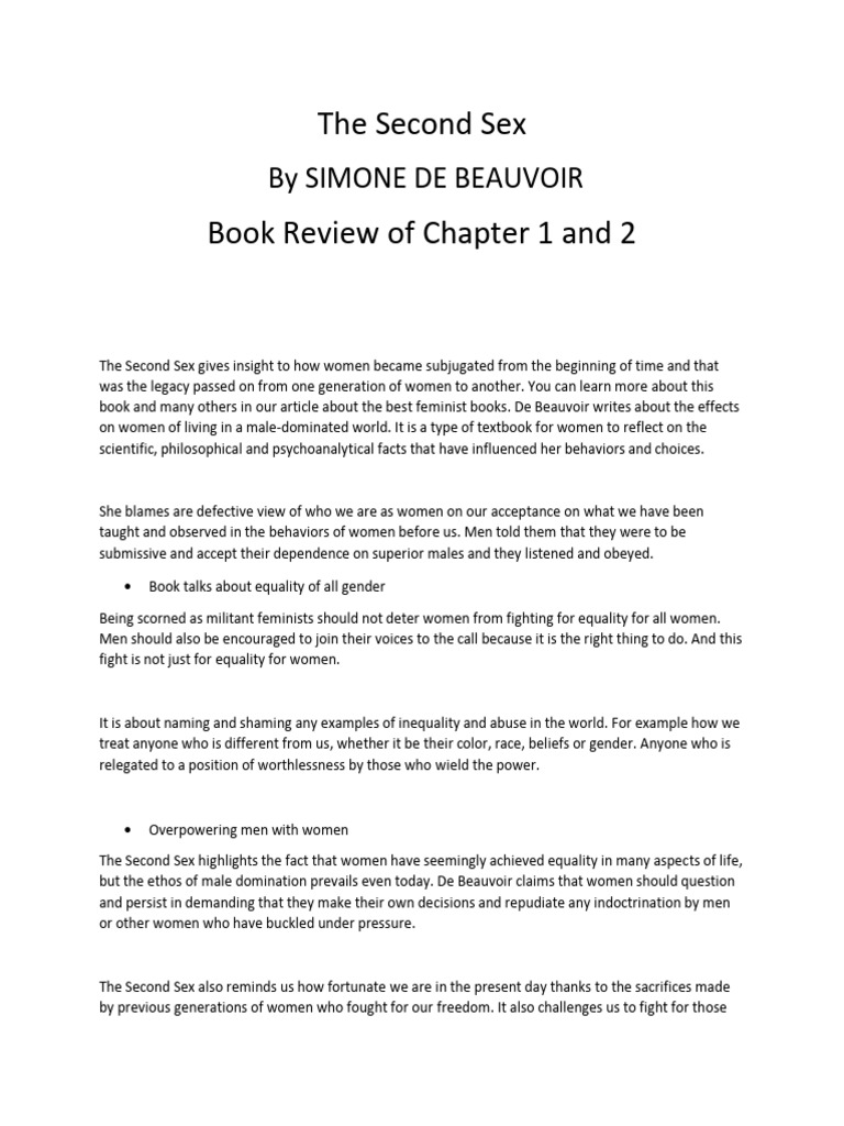 The Second Sex Book Review Pdf