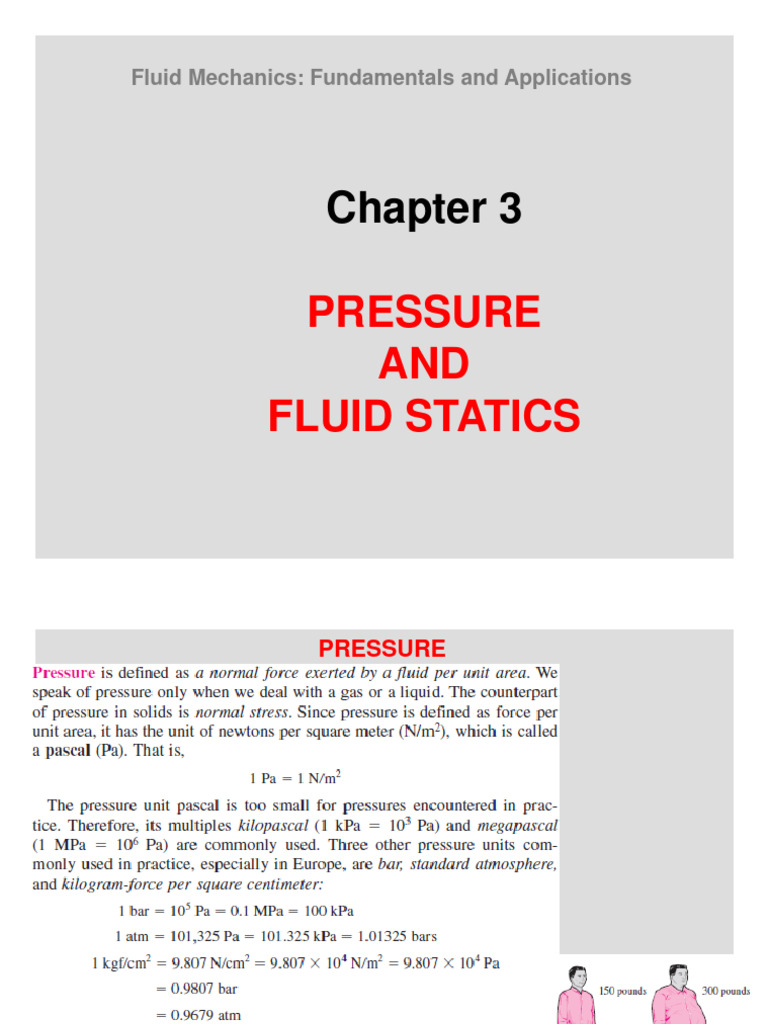 Chapter 3 - Pressure and Fluid Statics | PDF