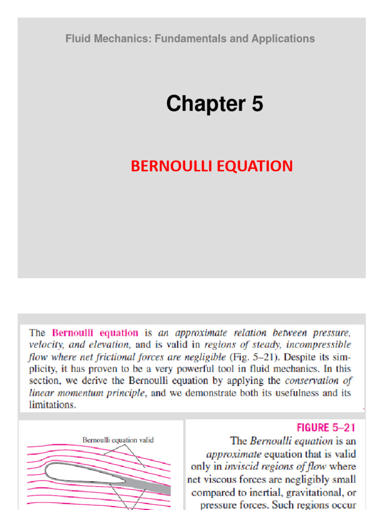 Bernoulli Equation in Fluid Mechanics | PDF