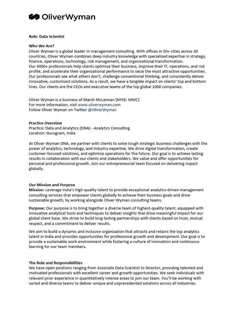 JD Data Scientist | PDF | Analytics | Data Science