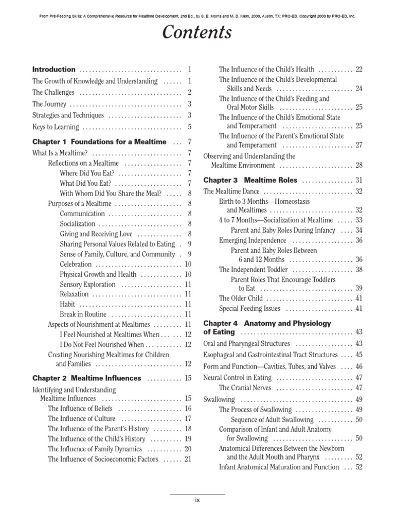 Spis Treści Prefeeding Skills | PDF