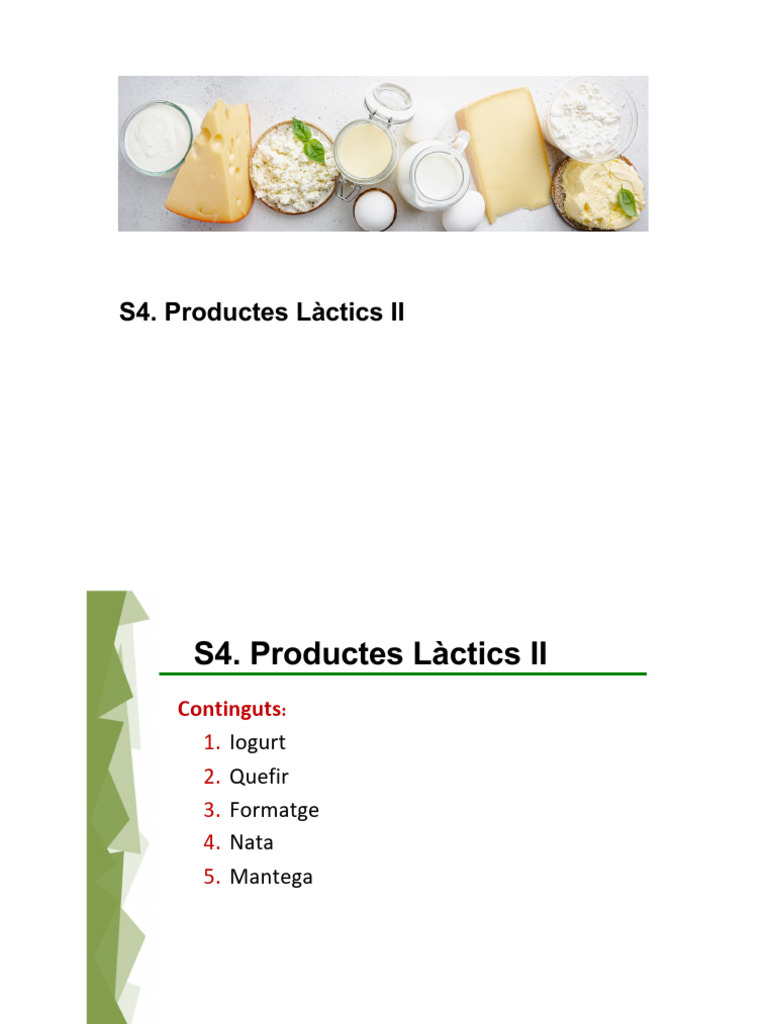S4 Tema 1. Productes Lactics II 2023 24 DEF | PDF