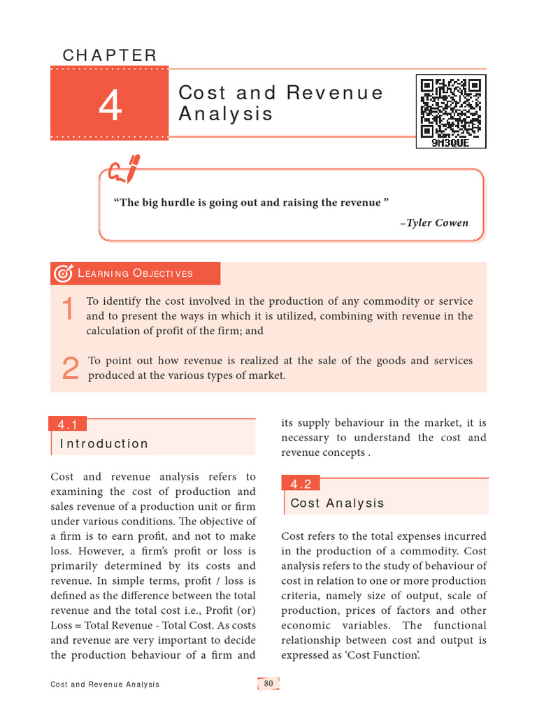 Cost and Revenue Analysis Overview | PDF