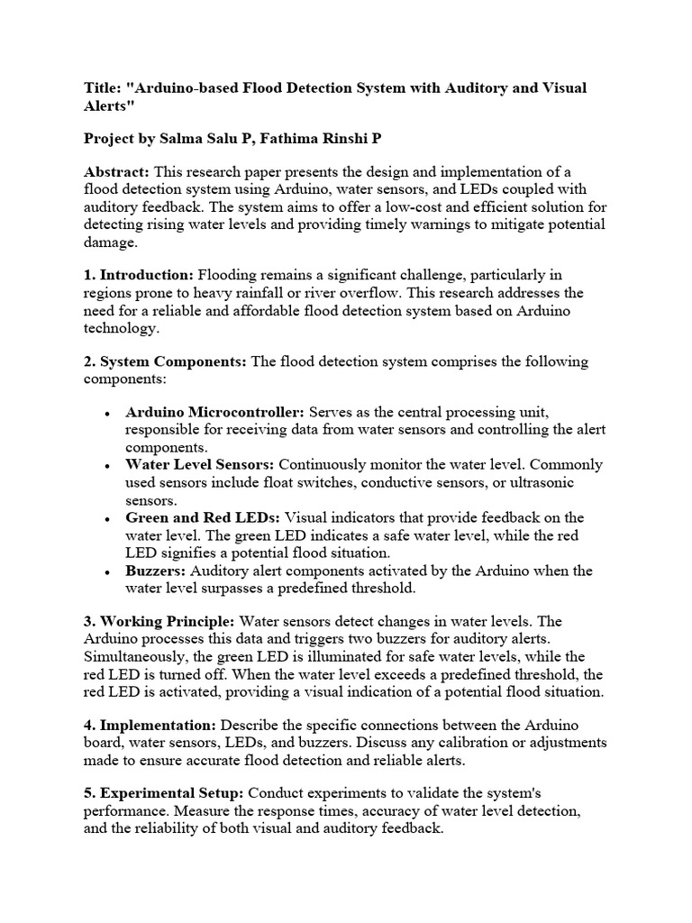 Flood Detection System Pdf Light Emitting Diode Flood