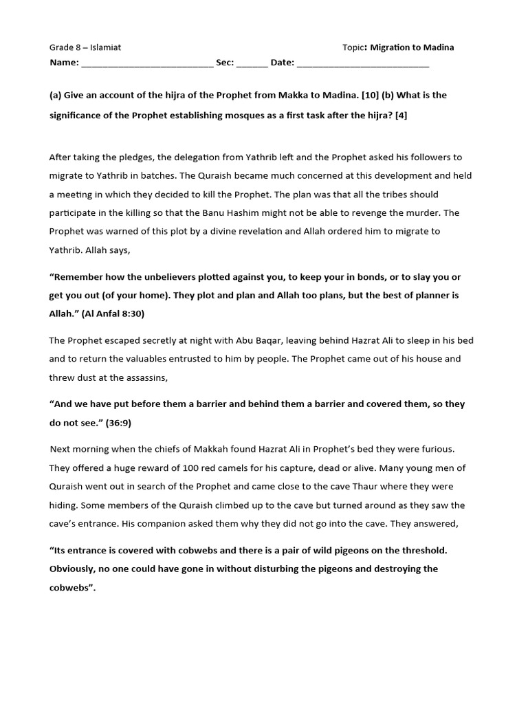 Migration To Madina | PDF