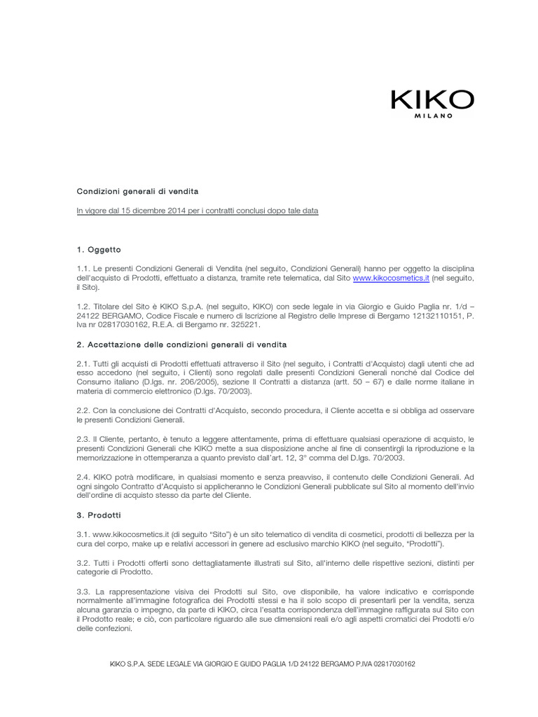 KIKO_T&C_Italy | PDF