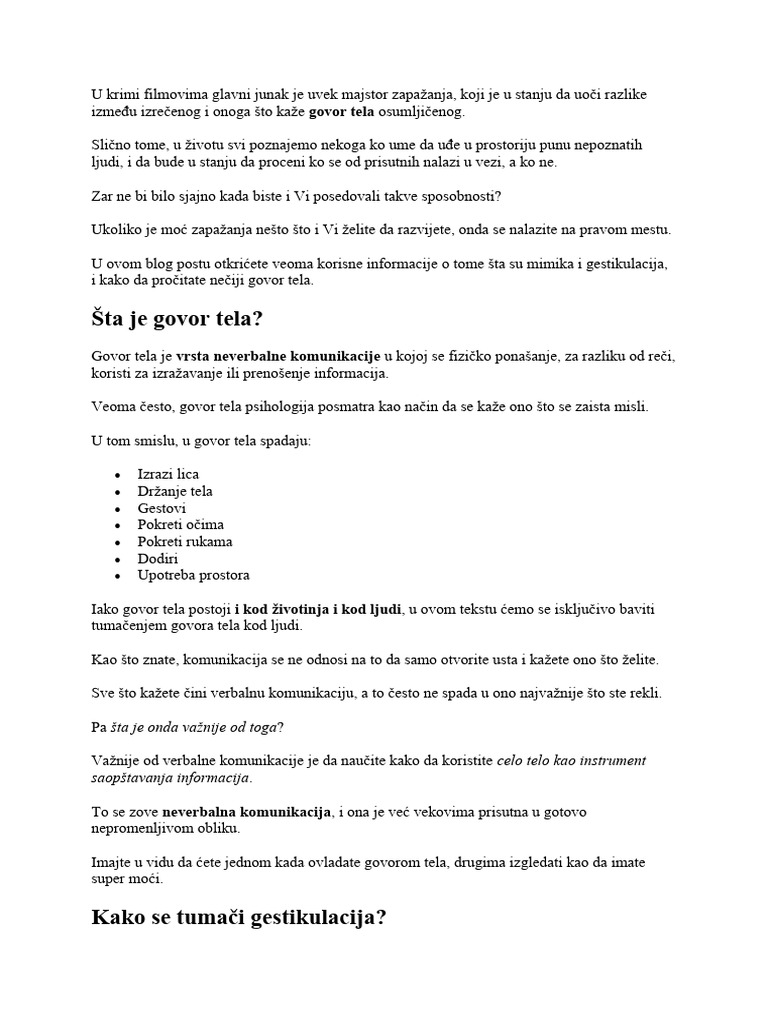 Govor Tijela | PDF