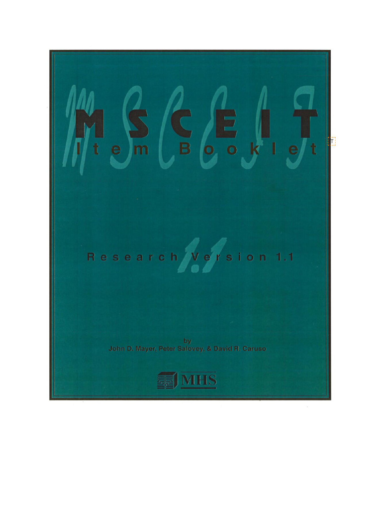 Msceit Scale | PDF