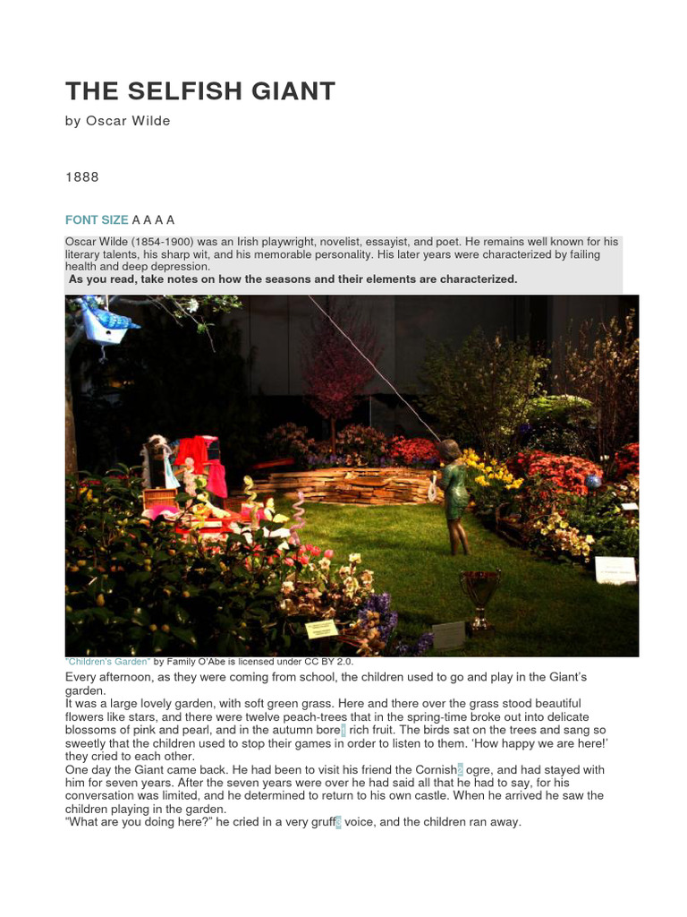 The Selfish Giant | PDF | The Happy Prince And Other Tales