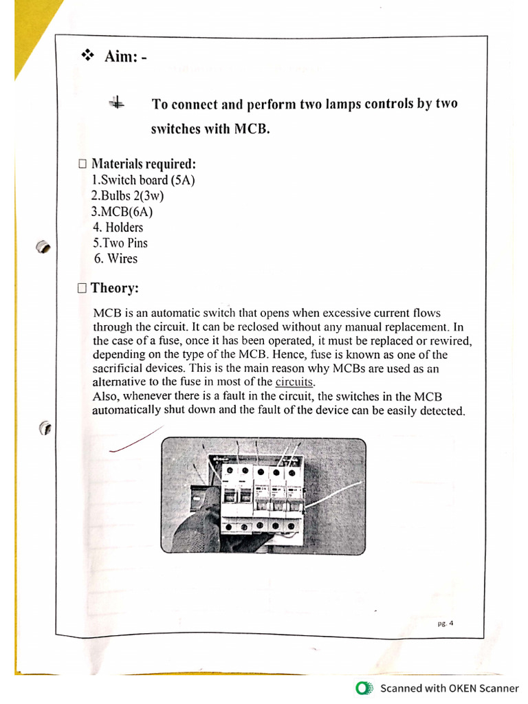 Two Lamp by Switches With MCB | PDF