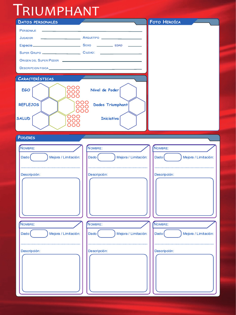 Hoja de Personaje Triumphant | PDF