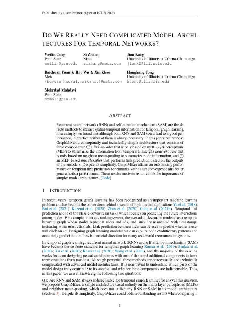 Do We Really Need Complicated Model Architectures For Temporal Networks ...