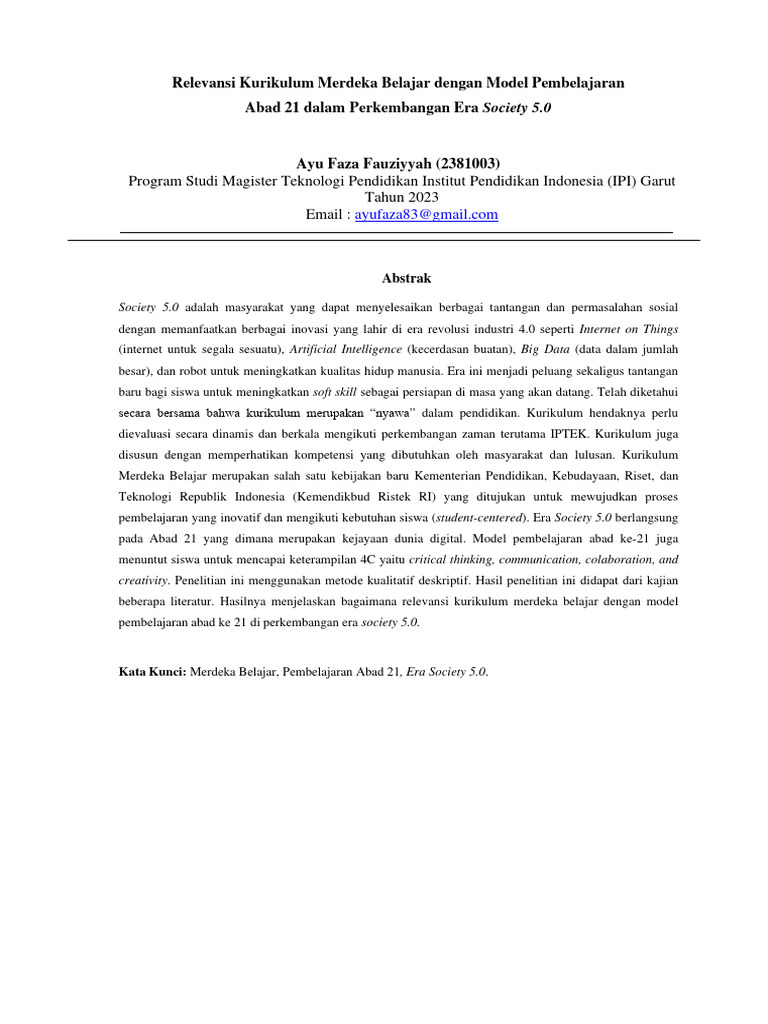 Ayu Faza Fauziyyah - 23861003) - Paper | PDF