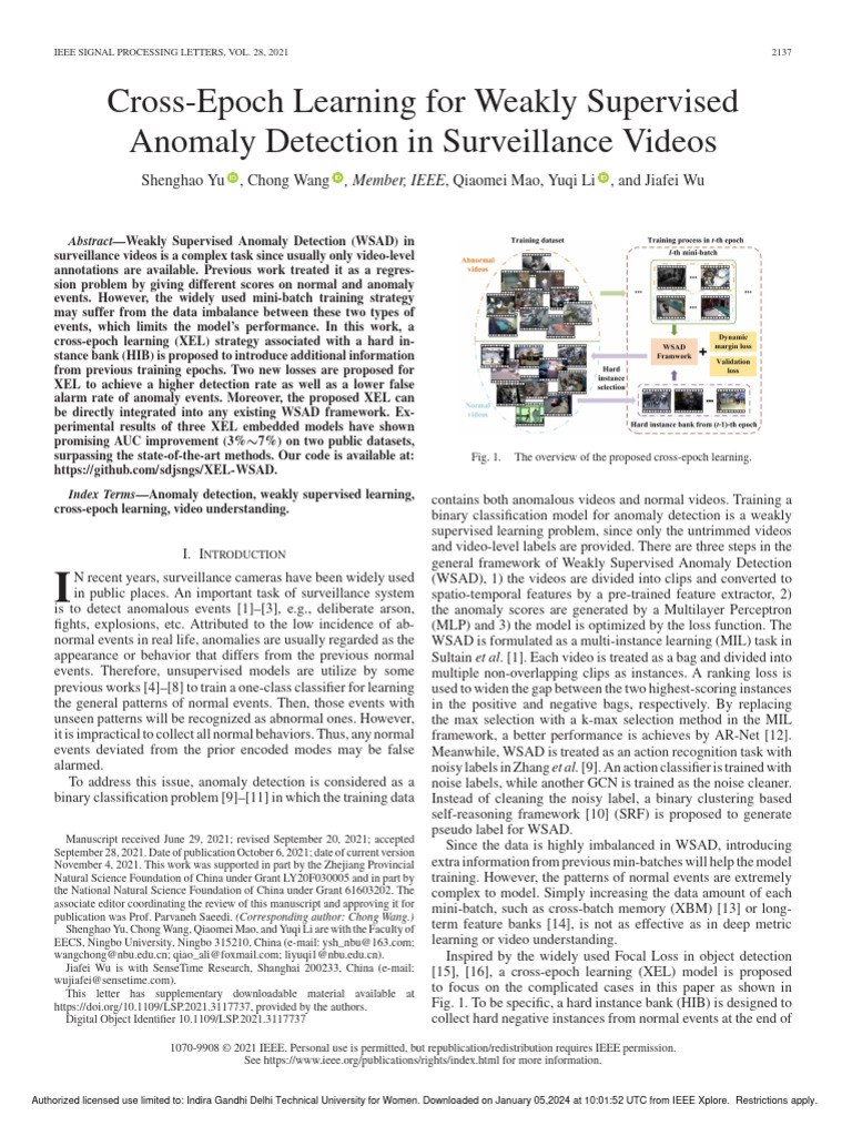 Cross-Epoch Learning For Weakly Supervised Anomaly Detection in Surveillance Videos | PDF ...