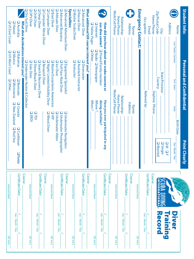 SDI Diver Training Record | PDF