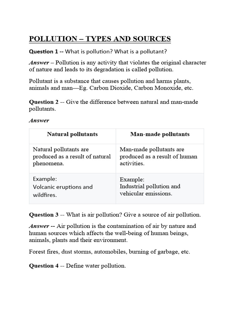 Pollution - Types and Sources | PDF